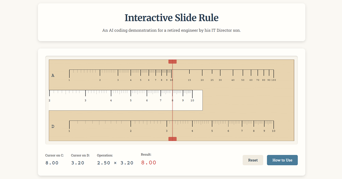 Interactive Slide Rule - Classic Engineering Calculator Online